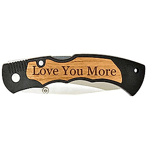 Personalized Gifts Boyfriend or Husband Gift Love You More Laser Engraved Stainless Steel Folding Pocket Knife