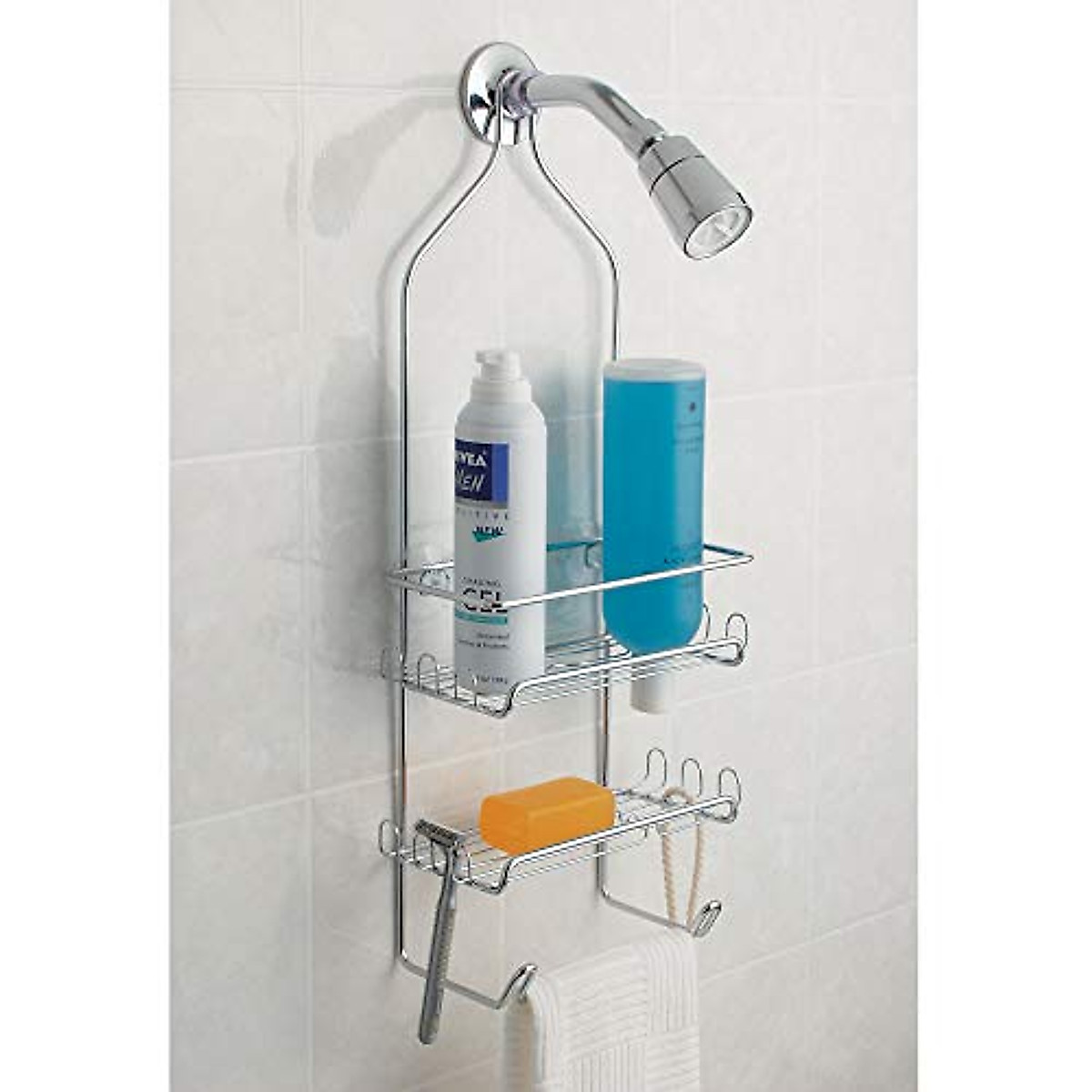 iDesign Steel Hanging Shower Caddy Organizer, The Milo Collection – 9” x 4.5” 21.25”, Silver