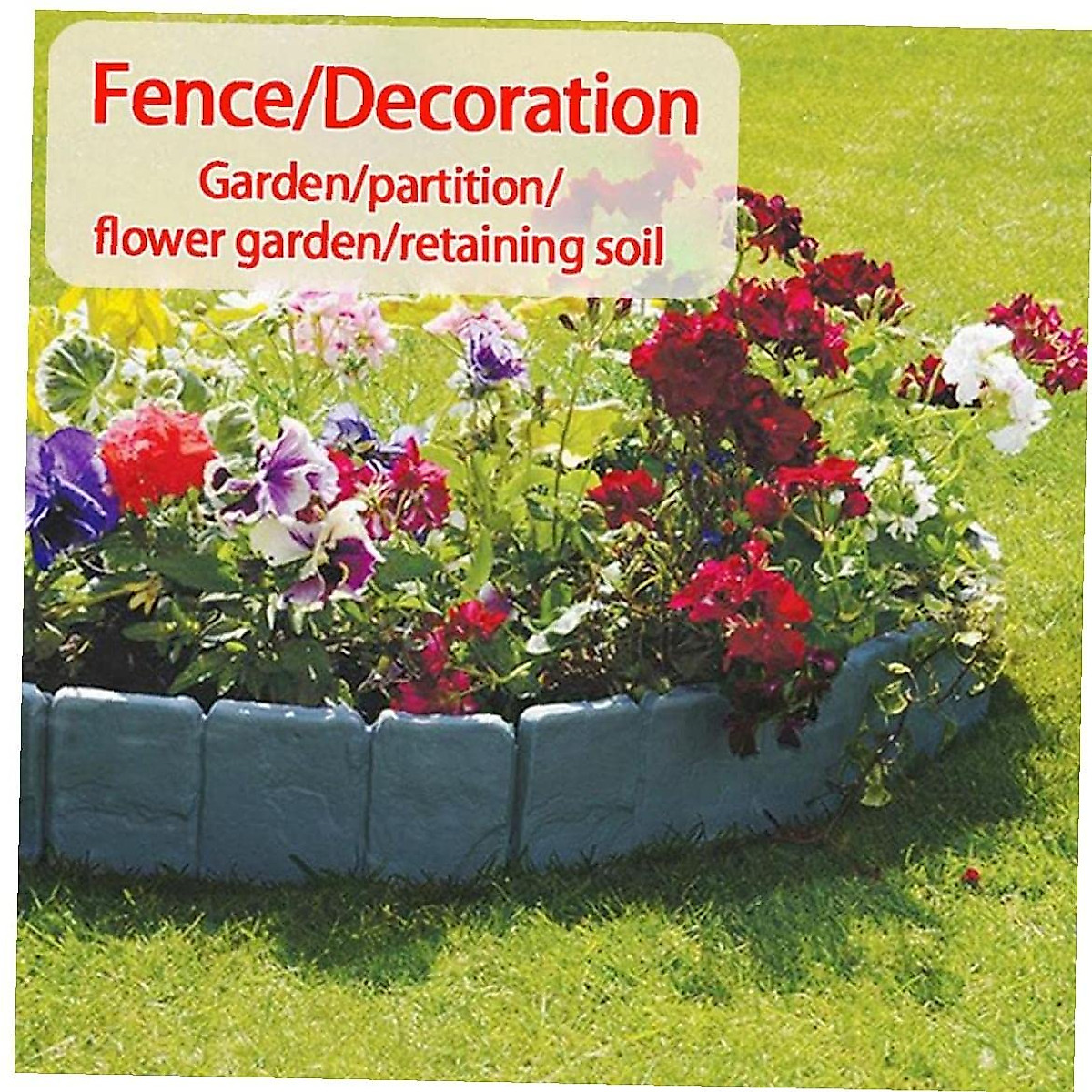 Onsinic 20pcs Lawn Stakes Garden Border Edging Stones Effect Fence Decorative Flower Bed Edging for Lawn Landscape