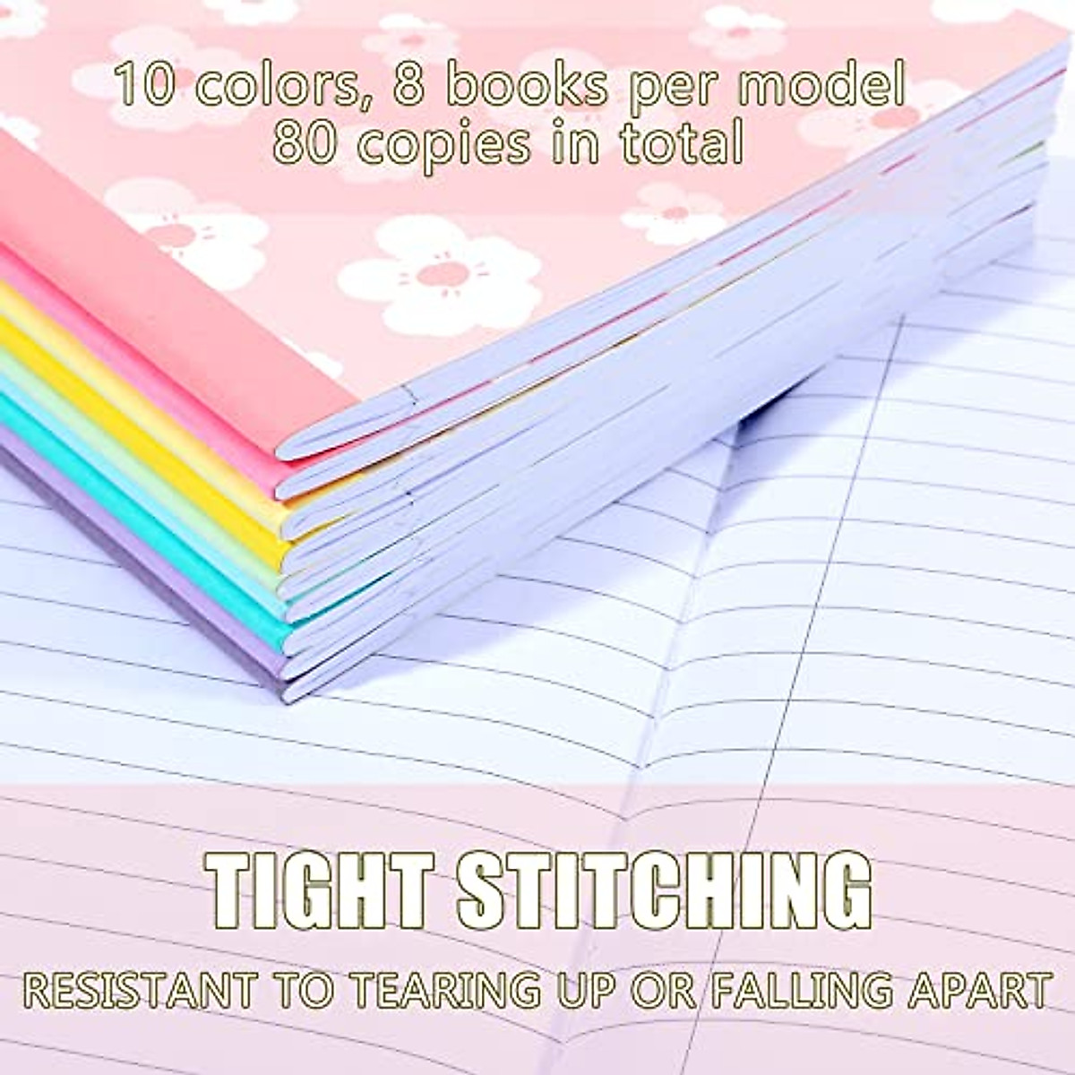 80 Packs Composition Notebook Bulk Wide Ruled Aesthetic Notebook Cute Composition Notebooks 60 Pages Colored A5 Journals For Teen Girls Students School Supplies