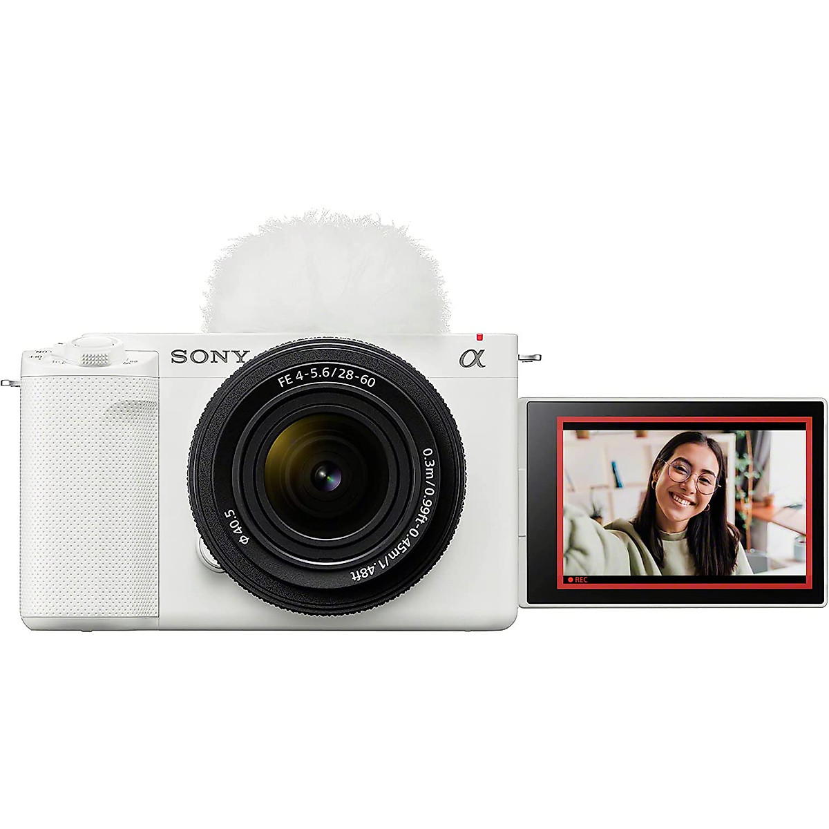 Sony ZV-E1 Mirrorless Full Frame Vlog Camera Body with FE 28-60mm F4-5.6 Zoom Lens ILCZV-E1L/W White Bundle with Deco Gear Case + Tripod + Extra Battery, Dual Charger, 128GB Card and Accessories Kit