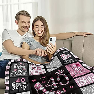 FEYG 40th Birthday Gifts for Women Blanket, 40th Birthday Gift Ideas, 40th Birthday Decorations Women, 40 Birthday Blanket, Gifts for 40 Year Old Women Throw Blanket 60"x80"