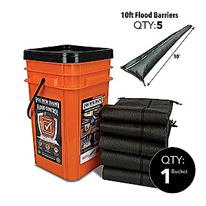 Quick Dam Grab & Go Flood Kit includes 5- 10ft Flood Barriers in Bucket