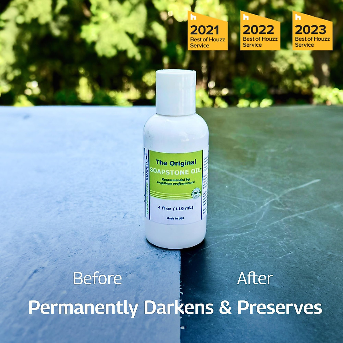 The Original Soapstone Oil ™ - Food Safe Blend of Natural Oils Soapstone - Kitchen Countertop Cutting Board Finish Wax - Organic Safe Less Frequent Oiling (4 oz)