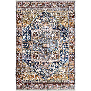 nuLOOM Harriet Vintage Medallion Fringe Area Rug, 6' Square, Rust