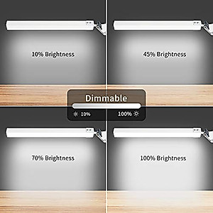 PSIVEN LED Desk Lamp, Architect Task Lamp, Metal Swing Arm Drafting Table Lamp with Base and Clamp (3 Color Modes, 10-Level Dimmer, Memory Function) Highly Adjustable Office, Craft, Workbench Light
