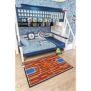 Furnish my Place 690 Rust Basketball Childrens Play Area Rug for Bathroom, Playroom & Kindergarten Classroom, (2'2"x3')