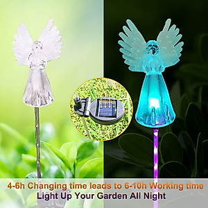 MIBUNG 4 Pack Solar Angel Lights Outdoor Decor,Solar Powered Color Changing Angel Easter Stakes Decorative Memorial Lights Garden Yard Lawn Pathway Grave Cemetery Decoration,Valentine's Day Women Gift