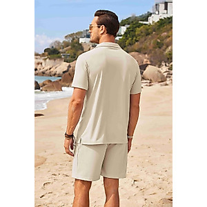 COOFANDY Men Short Sets Outfits 2 Piece Casual Cuba Shirt Matching Shorts Beach Outfits Sets