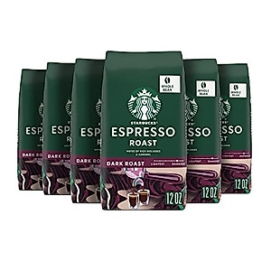 Starbucks Whole Bean Coffee, Dark Roast Coffee, Espresso Roast, 100% Arabica, 6 bags (12 oz each)