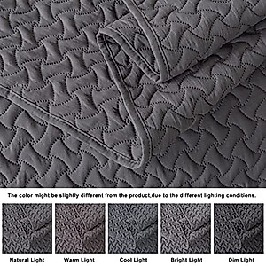 B2EVER Dark Grey Twin Size Quilt Bedding Sets with Pillow Sham, Lightweight Soft Bedspread Coverlet, Quilted Blanket Thin Comforter Bed Cover for All Season Spring Summer, 2 Pieces, 68x90 inches