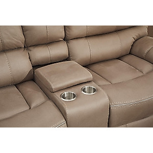 Betsy Furniture Microfiber Reclining Sofa Couch Set Living Room Set 8007 (Taupe, Loveseat)