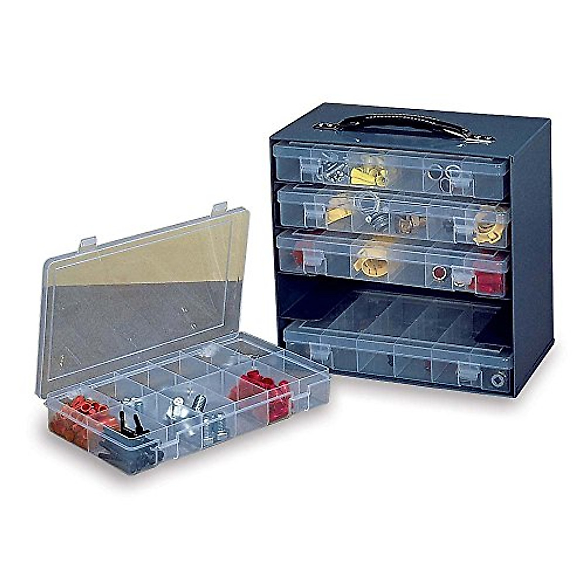 DURHAM Plastic Divider Box - 13-1/8 x9x2-5/16" - (24) Compartments - (3 Fixed, 5 Adj) Dividers