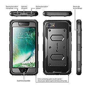 i-Blason Armorbox Case for iPhone SE 2022 (3rd Generation), [Built-in Screen Protector] Full-Body Rugged Holster Case for iPhone SE 2022/ iPhone SE 2020/ iPhone 8/7, Black