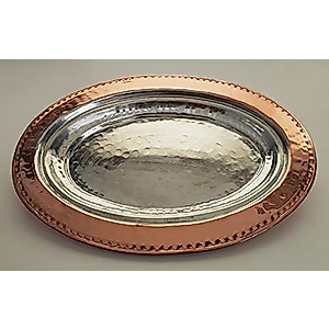 DLK - Handmade Pure Copper Serving Plate - Iskender Kebab Plate - Turkish Kebab presentation - Oval Copper Plate 12 inch (31cm)