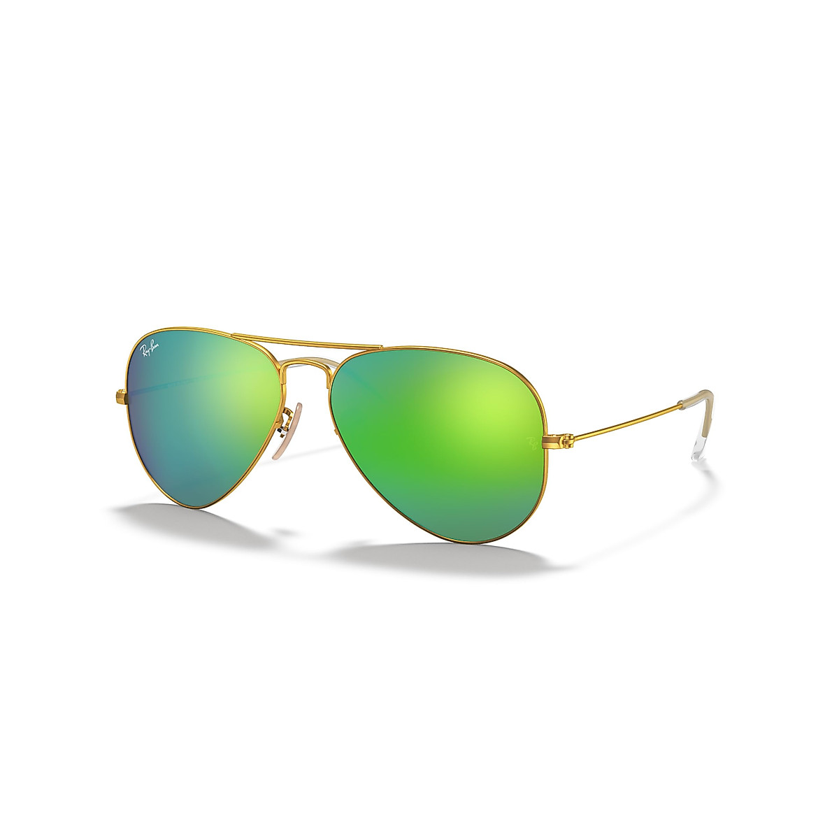 Ray-Ban RB3025 Classic Aviator Sunglasses, Matte Gold/Grey Mirrored Green, 58 mm