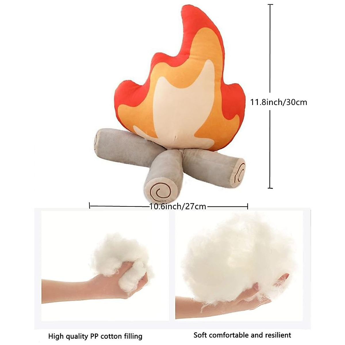 NatureMan 12 in Funny Campfire Plush Toys,Soft Simulation Bonfire Stuffed Plushies Doll Fake Fire Firewood Plush Pillow, for Outdoor Camping Room Decor Kids Gifts