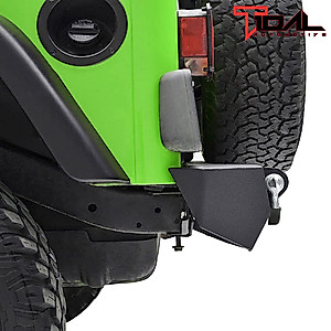 EAG Rear Bumper With 2" Hitch Receiver & 2 D-ring Black Textured Off Road for 87-06 Jeep Wrangler TJ YJ