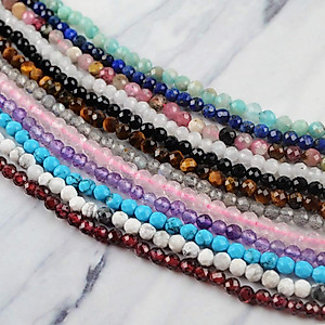 ZENGORI 1 Pcs 3mm Faceted Natural Turquoise Bead Choker Necklace Adjustable Handmade Jewelry JT265-TQ