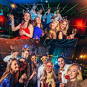 Janinka 60 Pcs LED Cat Ears Headband Bulk Cute Light up Headband Cat Ear Bunny Ear Unicorn Headband Light up Hair Accessories Luminous LED Headdress Hairbands for Women Girls Party Supplies