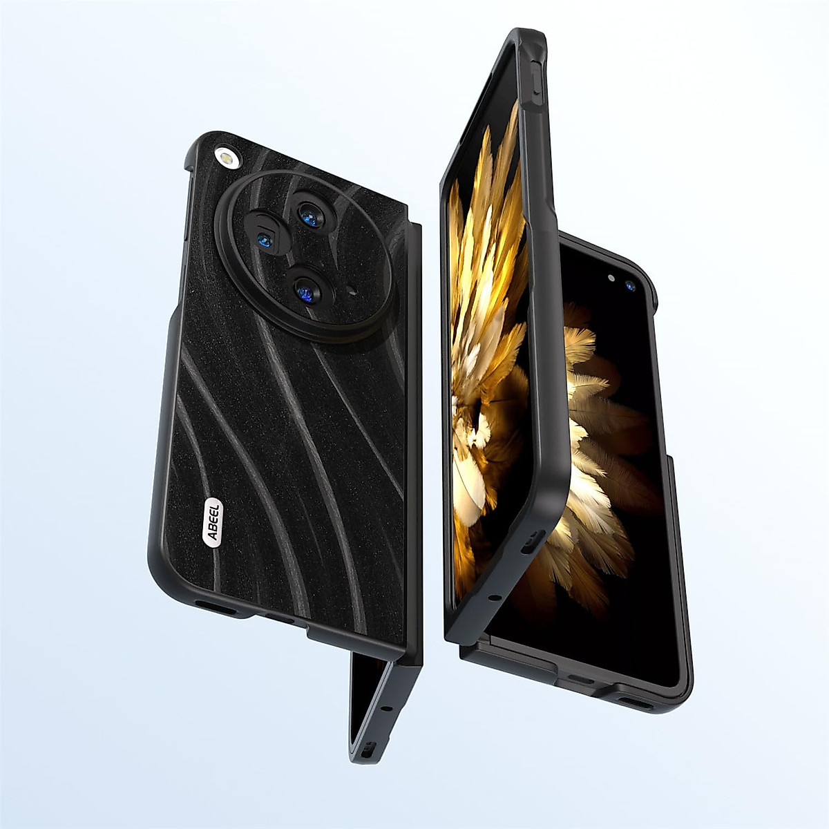 DAMONDY Case for OnePlus Open, OnePlus Open Flip Case,Galaxy Sky Pattern Slim Lightweight PU Leather Shockproof Soft TPU Bumper Hard PC Hybrid Protective Case for OnePlus Open -Black