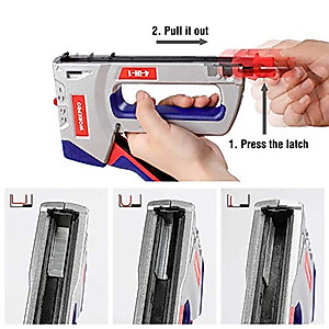 WORKPRO Heavy-Duty 4-in-1 Staple Gun Kit, Manual Brad Nailer with 3000 Staples and 1000 Brad Nails, for Upholstery, Material Repair, Decoration, Furniture, Doors, Windows, Carpentry & Home DIY Use