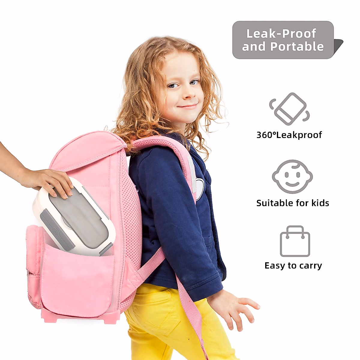 Vensp Bento Box Kid,1.3L Bento Box Adult Lunch Box,Lunch Box Containers for Kid/Adult/Toddler,Bento Boxes with 4 Compartments&Utensiles,Leak Proof,Microwave/Dishwasher/Freezer Safe(White)