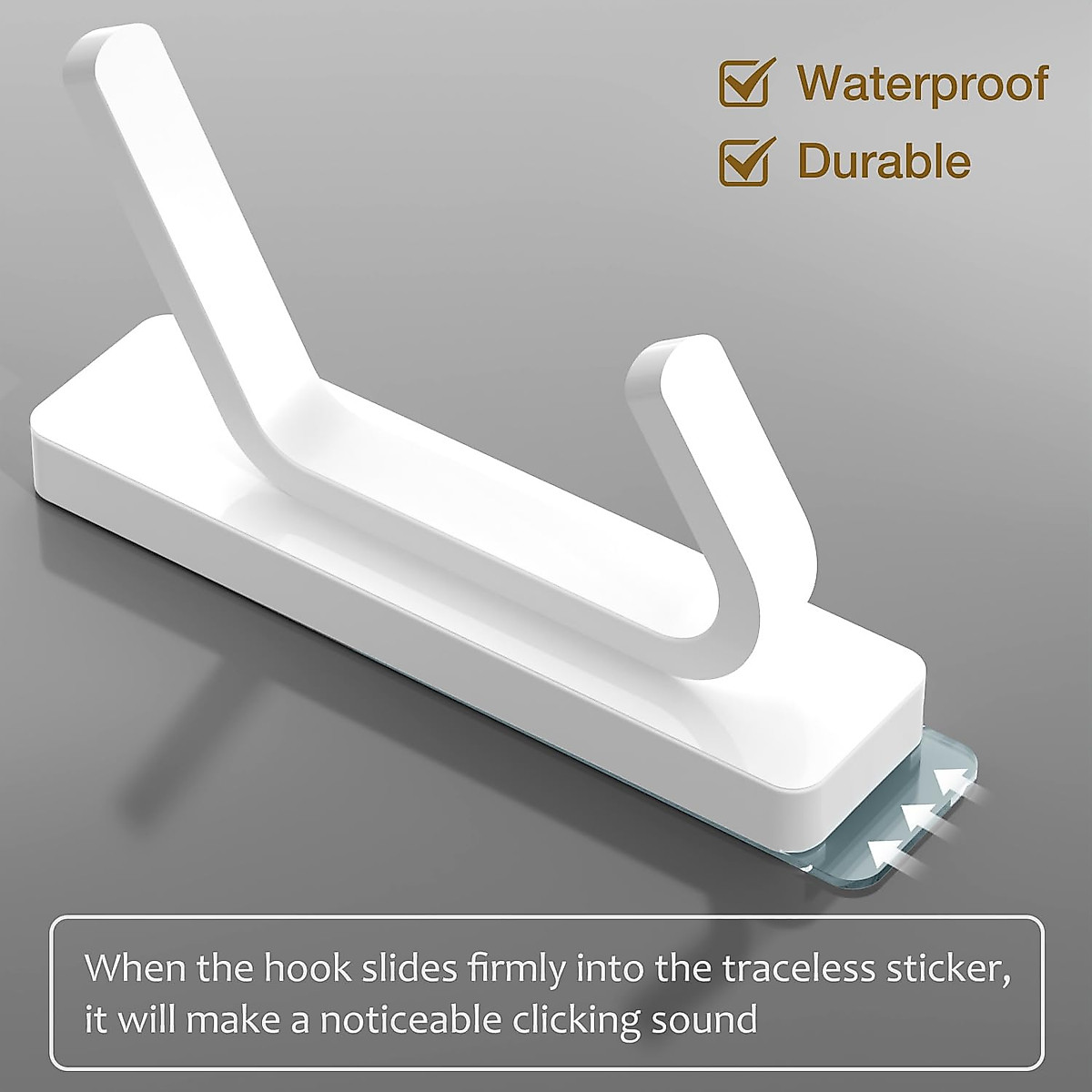 YIGII Utility Hooks/Adhesive Hooks for Hanging, Damage Free Hanging Wall Hooks with Adhesive Strips, Removable Wall Hooks Heavy Duty in Living Spaces, 8 Plastic White Hooks and 8 Adhesive Strips
