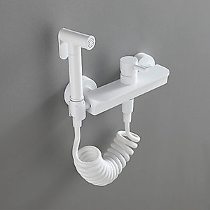 TVBNHU Handheld White Bidet Sprayer, Brass Bidet Attachment Set for Toilet, Wall Mounted Mixer Bidet Faucet with Hot and Cold Water, Single Handle ​Cloth Diaper Sprayer