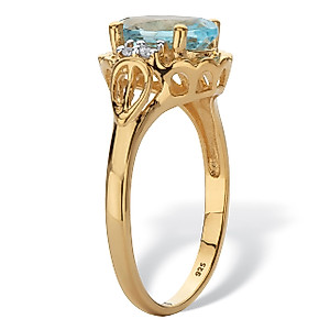 PalmBeach Yellow Gold-plated Sterling Silver Oval Cut Genuine Blue Topaz Halo Ring Sizes 6-10 Size 6