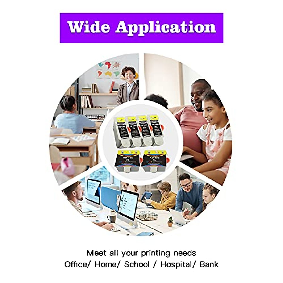 ARTITECH Replacements for Kodak 10XL 10B 10C Compatible Ink Cartridge (4 Black, 2 Color) Use for Kodak 5100 5300 5500 ESP3250 ESP5250 ESP3 ESP5 ESP7 ESP9 Hero 7.1, 9.1 Printers