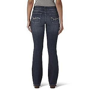 Wrangler Women's Western Mid Rise Stretch Boot Cut Jean, Navy, 0W x 32L