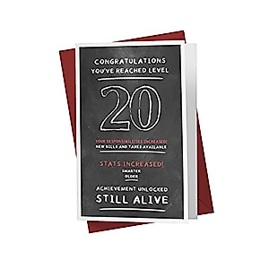 20th Birthday Card for Him Her - 20th Anniversary Card for Dad Mom - 20 Years Old Birthday Card for Brother Sister Friend - Happy 20th Birthday Card for Men Women | Karto – Level Reached