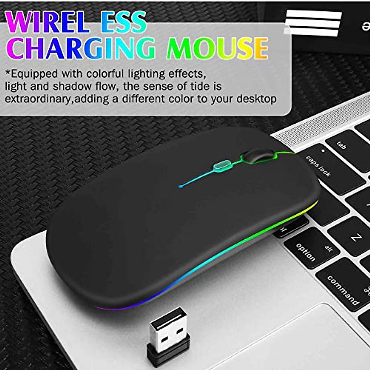 UrbanX 2.4GHz & Bluetooth Mouse Rechargeable Wireless Mouse for Amazon Fire HD 10/ Plus/Max 11 & All Kindle Devices Wireless Mouse for Laptop/PC/Mac/iPad pro/Computer/Tablet/Android -RGB LED Gold