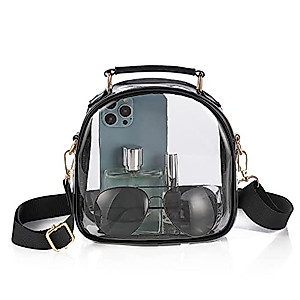 Clear Purse Crossbody Bags Women: See through stadium approved handbags transparent plastic tote bag for concerts (Black)