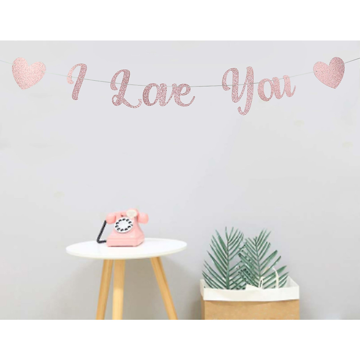 Rose Gold I Love You Banner, Happy Father's Day Father's Birthday Decorations Happy Mother's Birthday,Valentine's Day Party Decorations Wedding Anniversary Bridal Party Photo Props