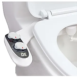 Generic Toilet Bidet Attachment, Toilet Seat Warm Water Bidet Attachment, Adjustable Temperature, Digital Display, 2x Retractable Self Cleaning Nozzles, Cold Warm Water Battery Operated, White