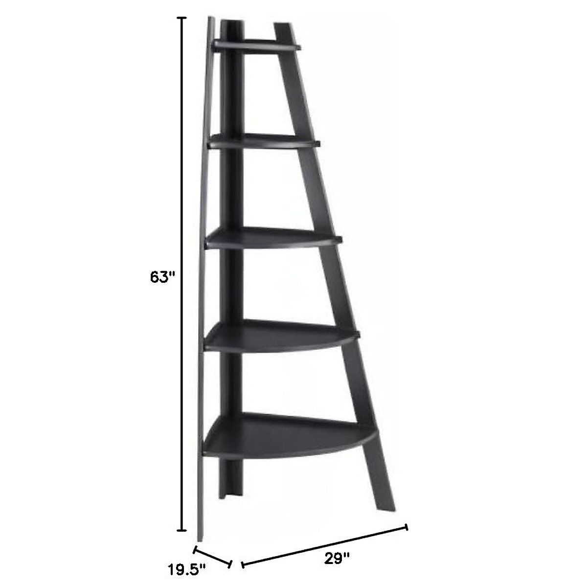 Danya B. Free Standing 5-Tier Pyramid Corner Ladder Display Shelving Unit/Bookshelf (Black)