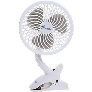 Dreambaby Caged Deluxe EZY-Fit Clip-on Fan - with Flexible Neck for Adjustable Air Flow - Perfect for Strollers, Cribs, Wheelchairs, Beach, Camping & Pool - White - 1 Pack