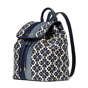Kate Spade New York Spade Flower Jacquard Stripe Synch Medium Flap Backpack Blue Multicolor One Size