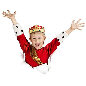 BLUE PANDA 4-Pieces King and Queen Crowns Set for Kids - Gold Crowns and Tiara for Royal Theme Birthday Party Costume Accessories and Photo Booth Props