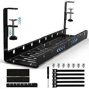 Shikha Cable Management Under Desk, Adjustable Cable Organizer with Adhesive Cable Holder Clips, Reused Cable Ties. Stable & Durable.(Black)