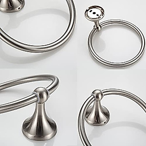 Orlif Bathroom Towel Ring，Metal Heavy Duty Metal Hand Towel Holder Round Bath Towel Holder Hangers with Wall Mount Hardware（2 Pack，Drill Needed） (Brushed Nickel)