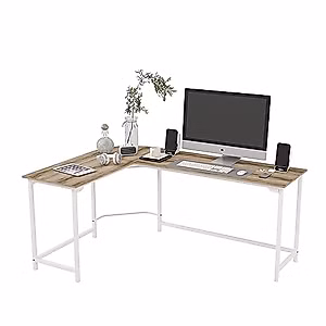 bzbbzc 47 Inches L Shaped Corner Desk,Sturdy Home Office Computer Desk Gaming Desk Writing Table Workstation Space Saving Easy Assembly White