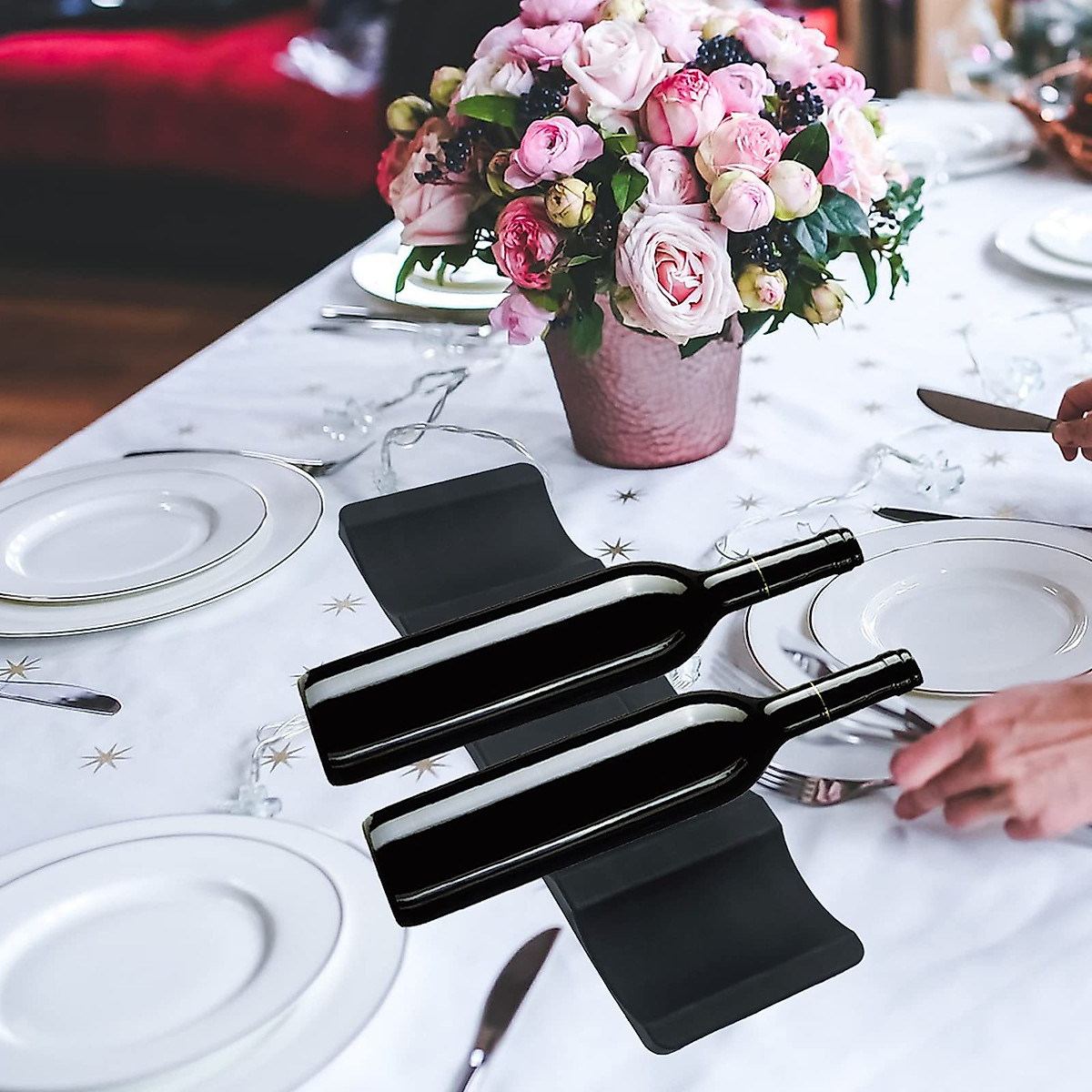 2 Pack Foldable Silicone Wine Stacker set, Beer Can Rack Wine Bottle Holders Bottle Stacking Mat Wine Holder Holder Rack to Stack Bottles, Cans, Beer, Soda