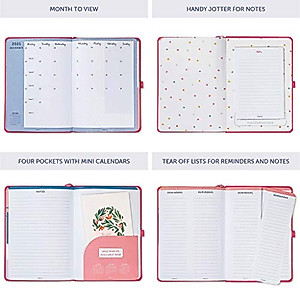 Busy B Perfect Planner A5 Week to View Diary January to December 2021 - Pink Faux Leather Week to View Planner with Stickers & Tear-Out Lists