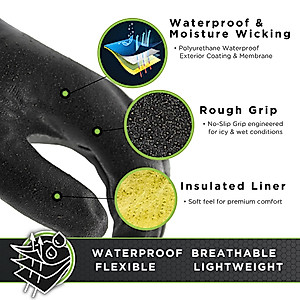 SHOWA 282-02 Waterproof Breathable Insulated Winter/Ski/Ice Glove with Extended Cuff (1 Pair),Black, Medium