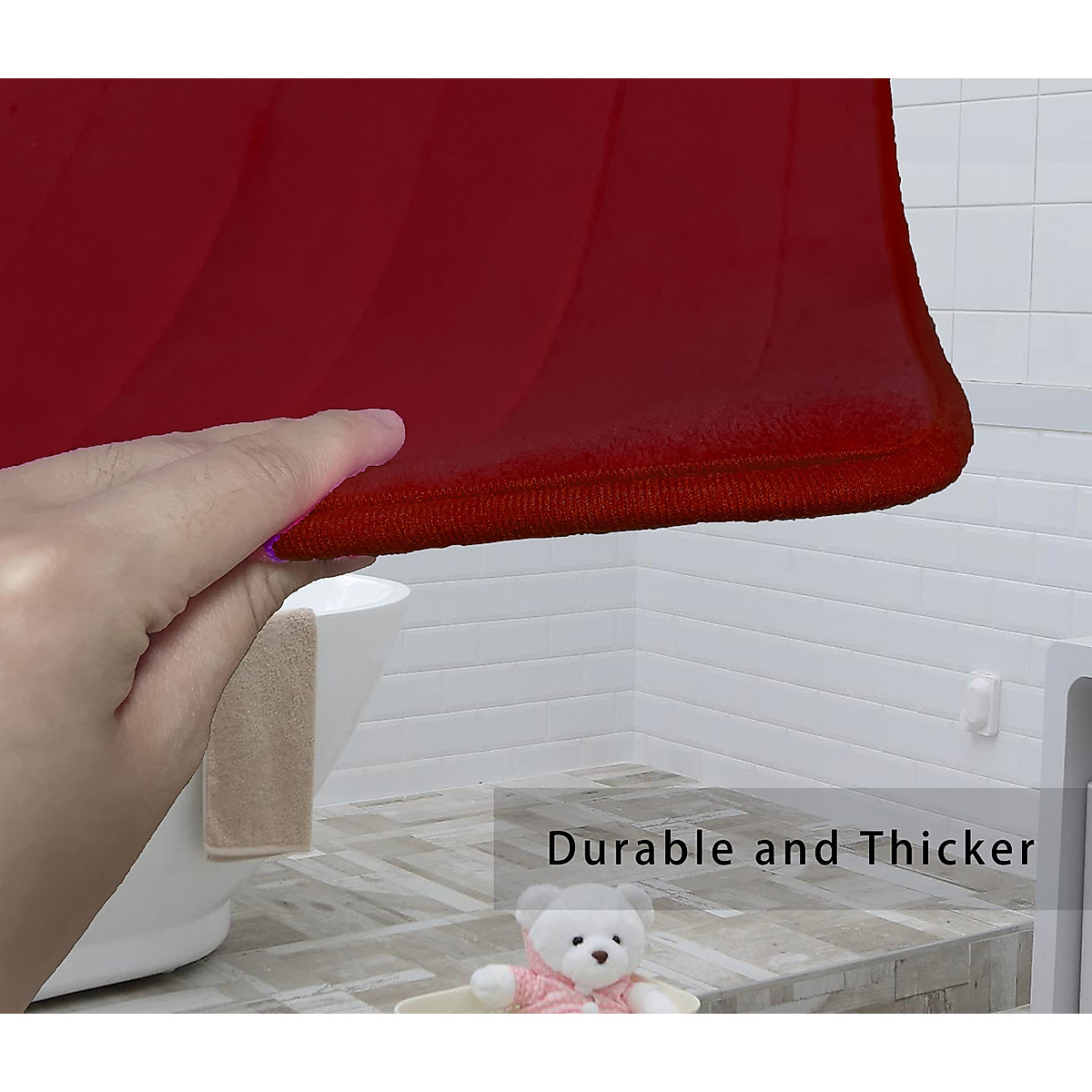 iMaylex Soft Memory Foam Bath Rug, Absorbent Luxury Bath Rug Mat, Quick Dry Bath Mat for Front Floor of Bathtub, Shower Floor and Toilet, Wine Red, 32" x 20"