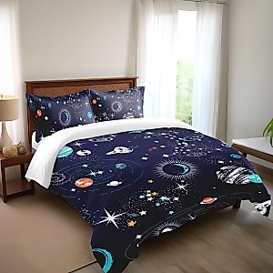 Vichonne Galaxy Space Comforter Set Full Size for Kids Teens Universe Adventure Stars Bedding Bedroom Decor