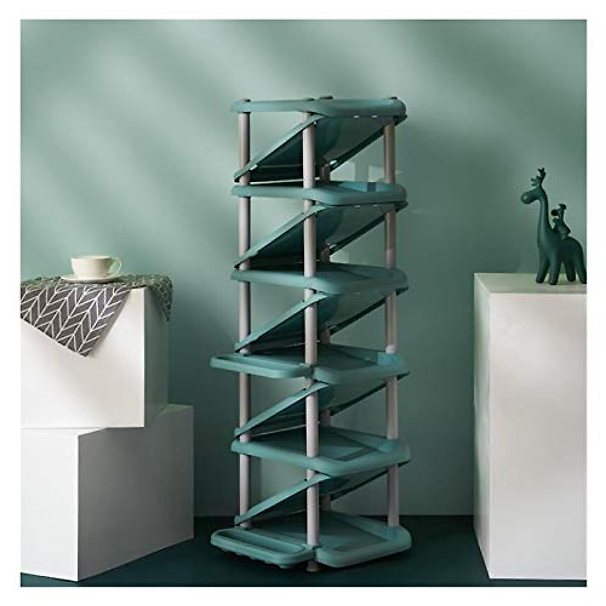 xiaofeng214 Shoe Rack Multi-Layer Storage Special Price Simple Shoe Cabinet, economical Simple Modern Multi-Functional Assembly Living Room Plastic Household (Color : Mo Green)